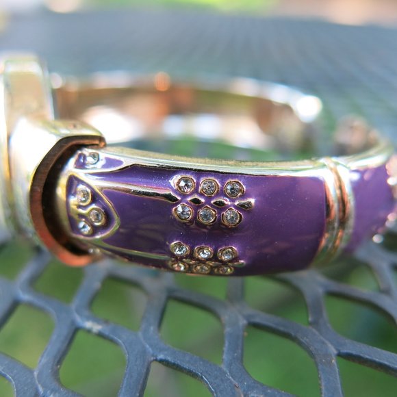 jcpenney | Accessories | Purple Gold Crystals Hinged Bangle Watch ...